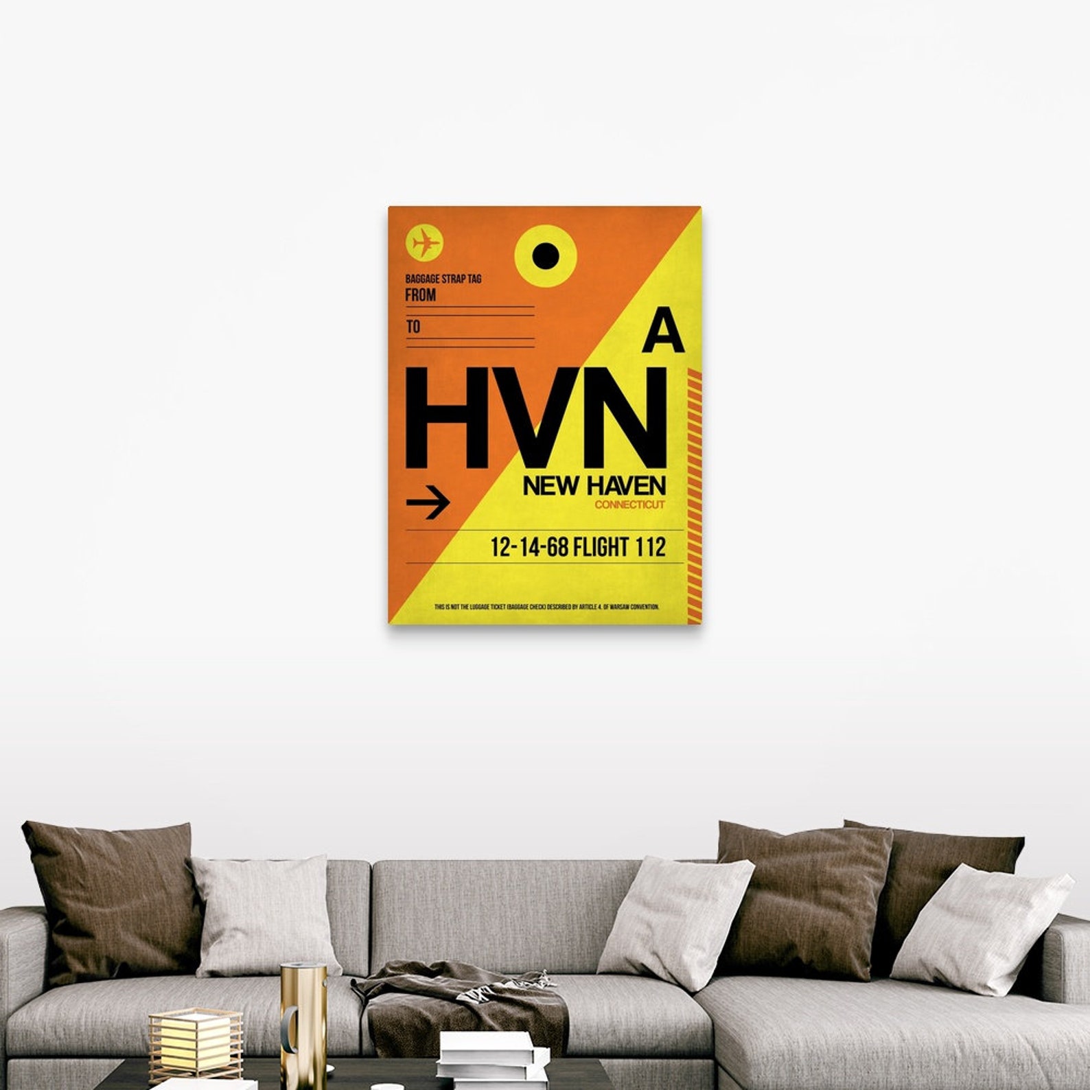 HVN New Haven Luggage Tag I Canvas Wall Art Print | Etsy