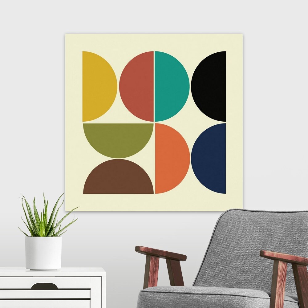 Mid Century Half Circles Collage Canvas Wall Art Print - Etsy