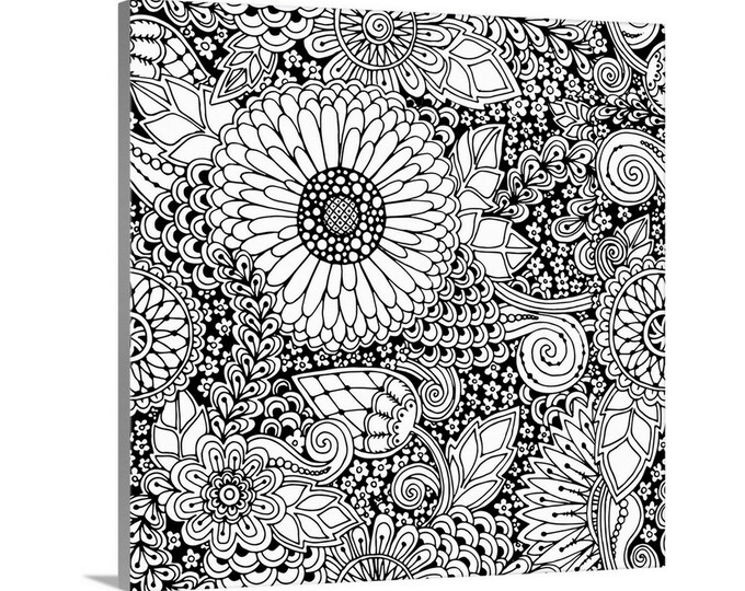 DIY Coloring Canvas Print Entitled Flowers I - Etsy