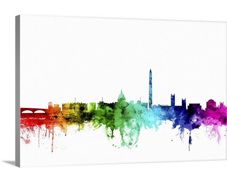 Washington DC Skyline Rainbow Canvas Wall Art Print - Etsy
