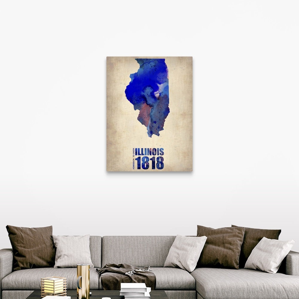 Illinois Watercolor Map Canvas Wall Art Print - Etsy