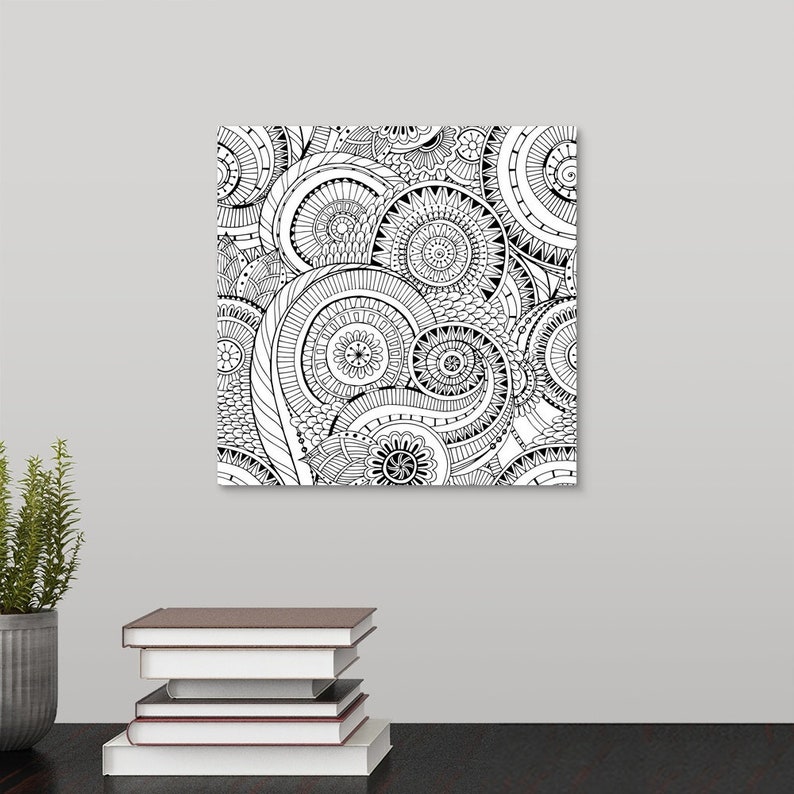 DIY Coloring Canvas Print entitled Circles and Swirls III | Etsy