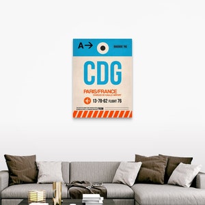 CDG Paris Luggage Tag II Canvas Wall Art Print - Etsy