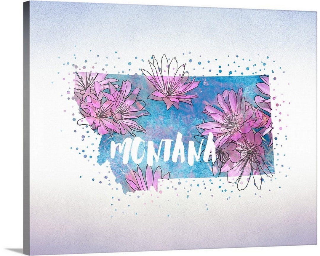 Montana State Flower Bitterroot Watercolor State Flower Canvas Wall Art ...
