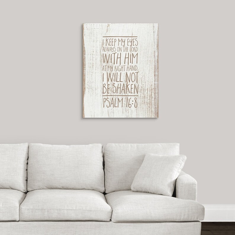 Handlettered Bible Verse Psalm 16:8 Canvas Wall Art Print - Etsy