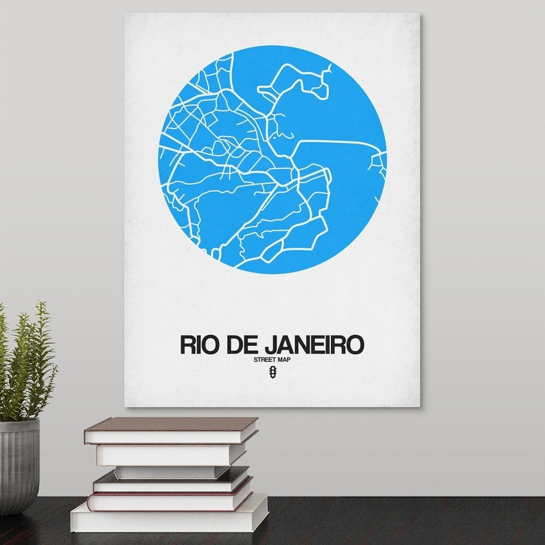 Rio De Janeiro Street Map Blue Canvas Wall Art Print - Etsy