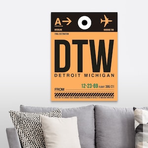 DTW Detroit Luggage Tag I Canvas Wall Art Print - Etsy