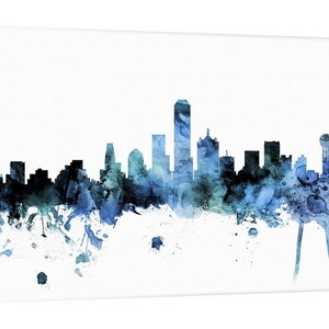 Dallas Canvas Print Dallas Watercolor Skyline Dallas Texas - Etsy