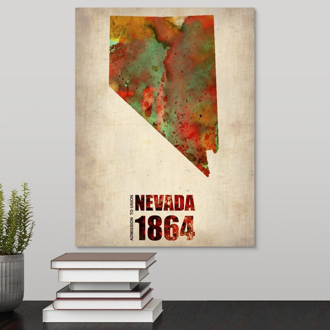 Nevada Watercolor Map Canvas Wall Art Print | Etsy