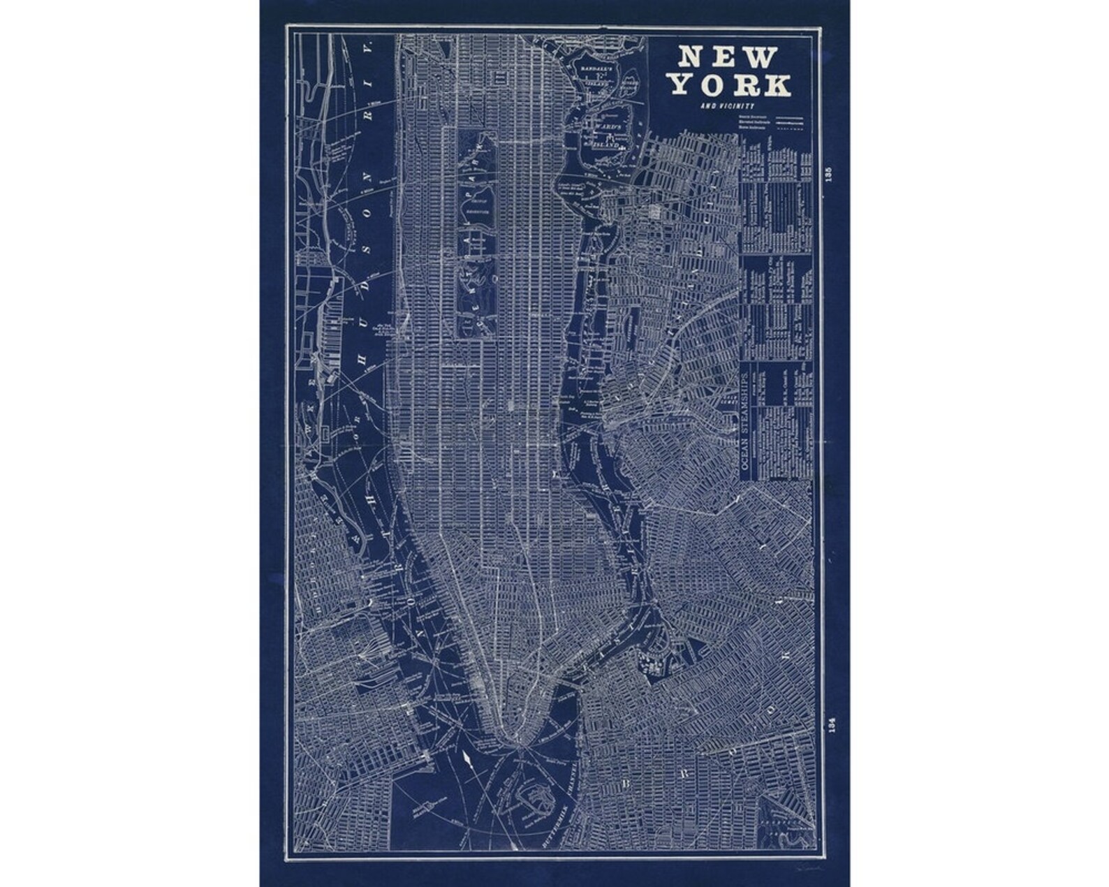 Blueprint Map New York Metal Wall Art Print - Etsy