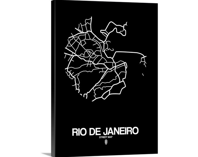Rio De Janeiro Street Map Black Canvas Wall Art Print - Etsy
