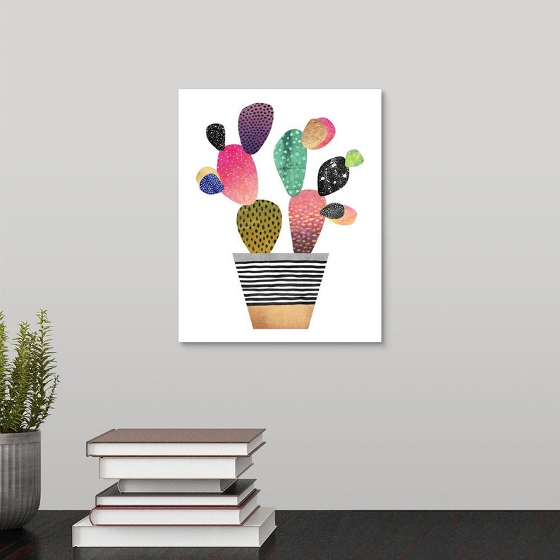 Happy Cactus Canvas Wall Art Print | Etsy