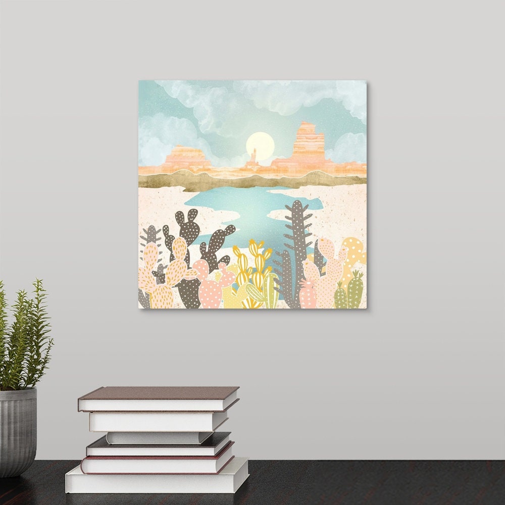 Retro Desert Oasis Canvas Wall Art Print | Etsy