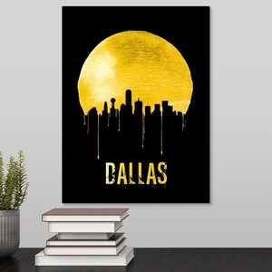 Dallas Skyline Yellow Canvas Wall Art Print - Etsy