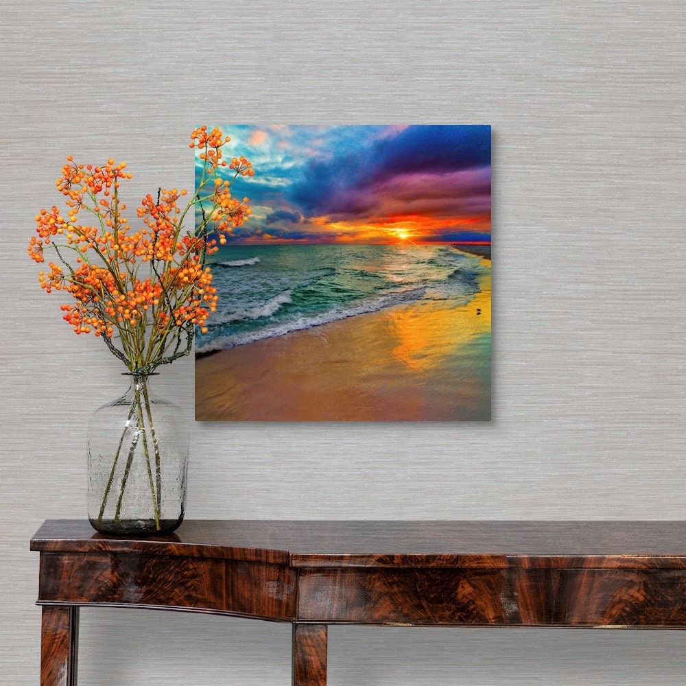 Colorful Seascape-Swirling Multi Color Sunset Metal Wall Art | Etsy