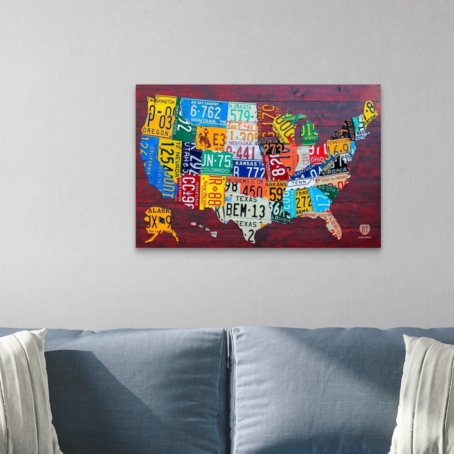 License Plate Map USA Large Metal Wall Art Print - Etsy