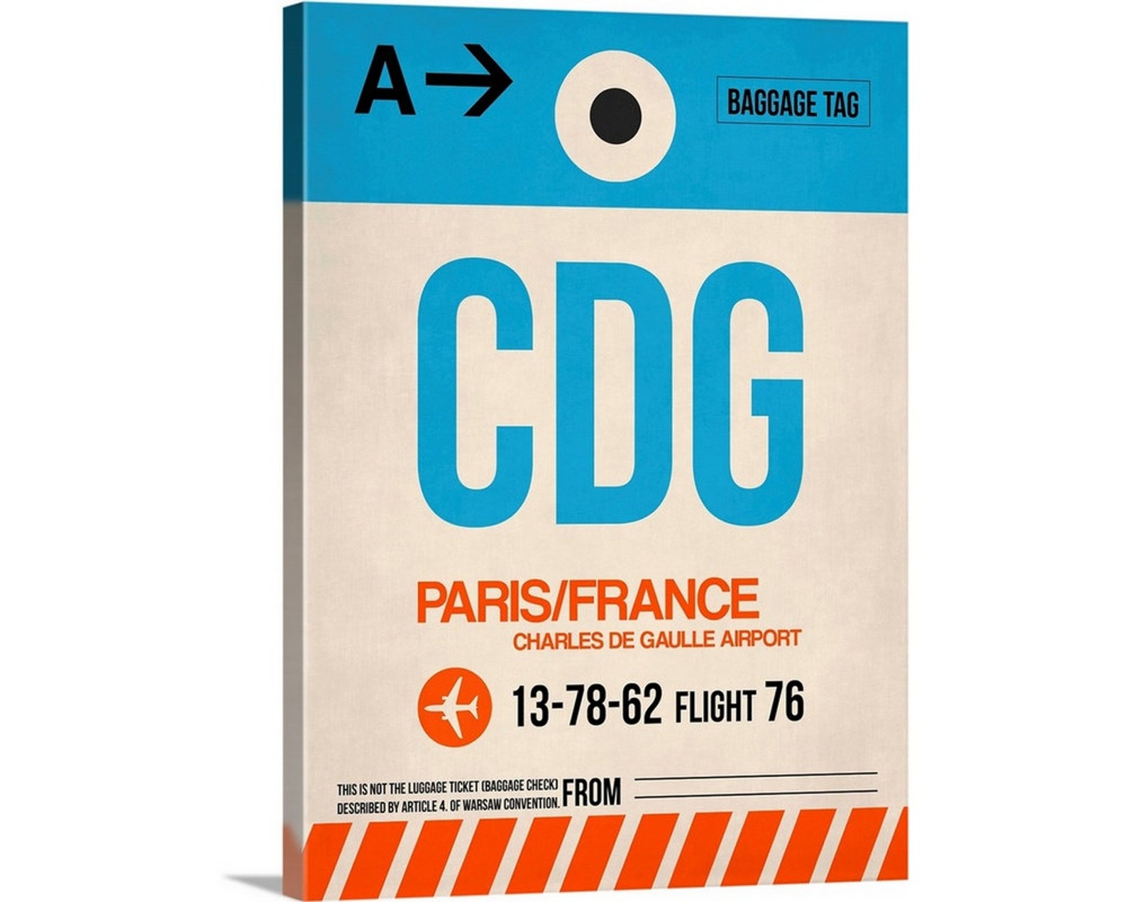 CDG Paris Luggage Tag II Canvas Wall Art Print | Etsy