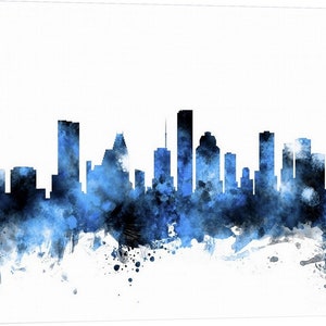 Houston Texas Skyline Blue on White Metal Wall Art Print - Etsy
