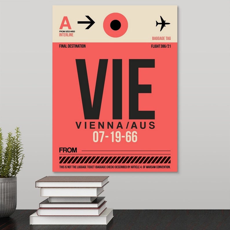 VIE Vienna Luggage Tag I Canvas Wall Art Print - Etsy