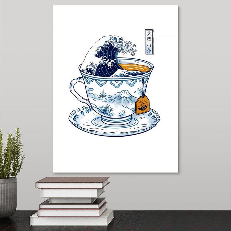 The Great Kanagawa Tea Canvas Wall Art Print | Etsy