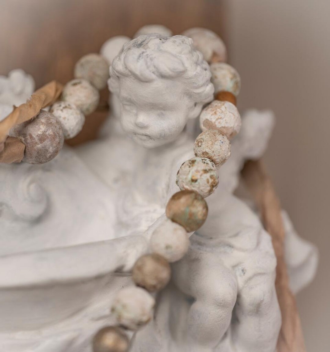 Vintage Cherub Holy Water Style Font Chalk White Cherub Wall Piece ...