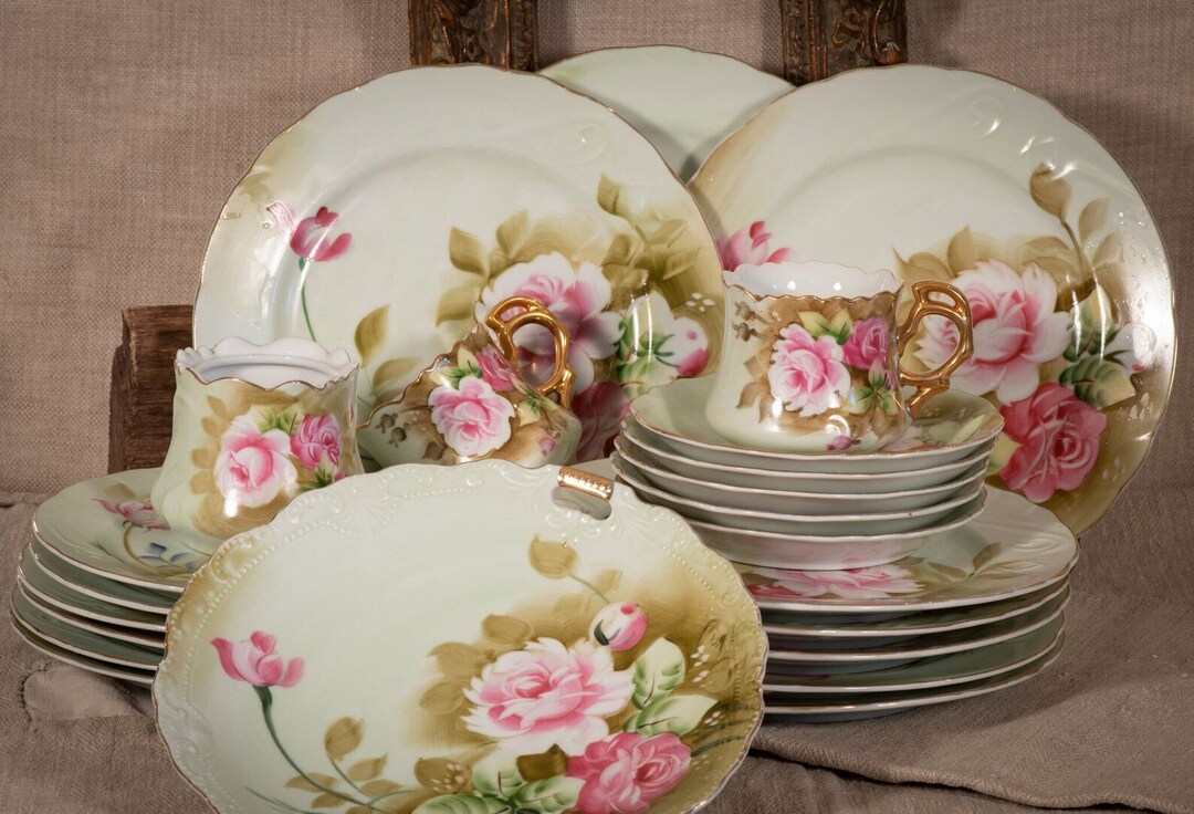 Vintage Lefton Heritage Roses Dessert Plates Heritage Saucers Lefton ...