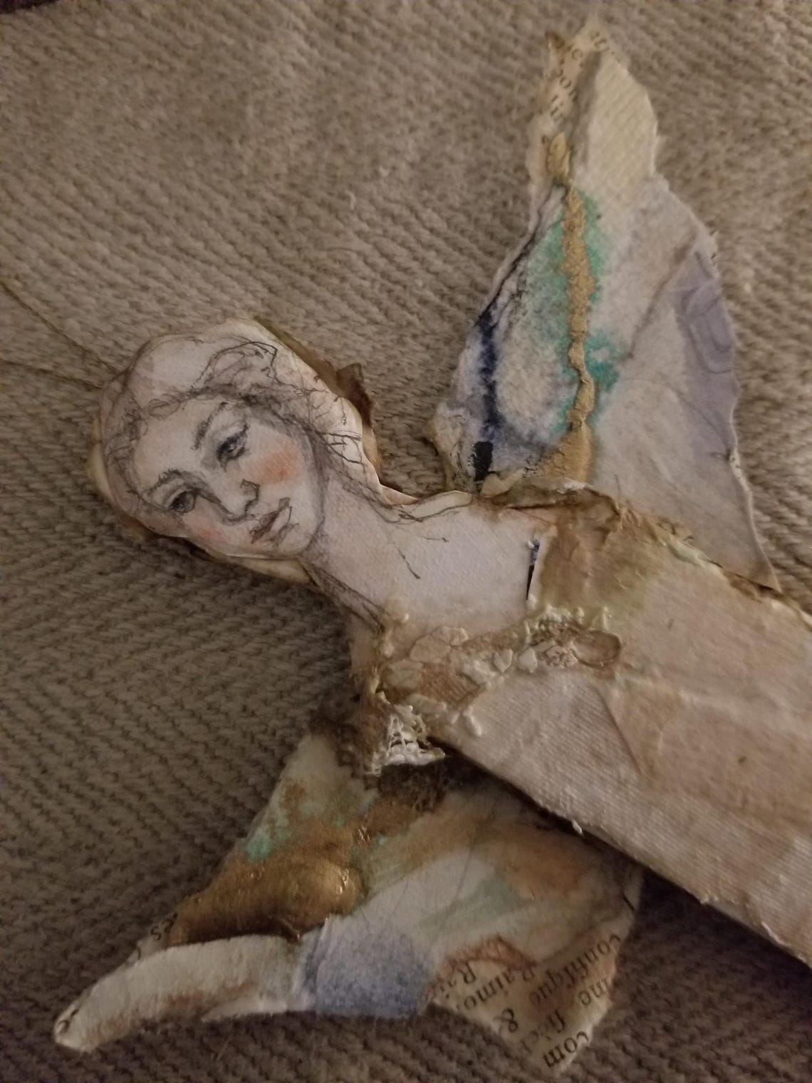 Mixed Media Art Angel Ornaments + Hand Made Christmas + Original Art ...