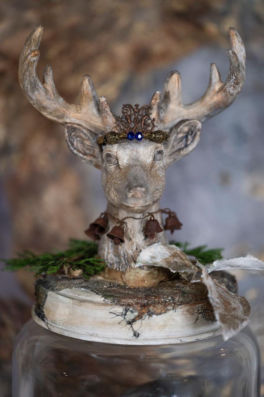 Crowned Stag Extra Large Storage Jar + Embellished Stag Glass Storage ...