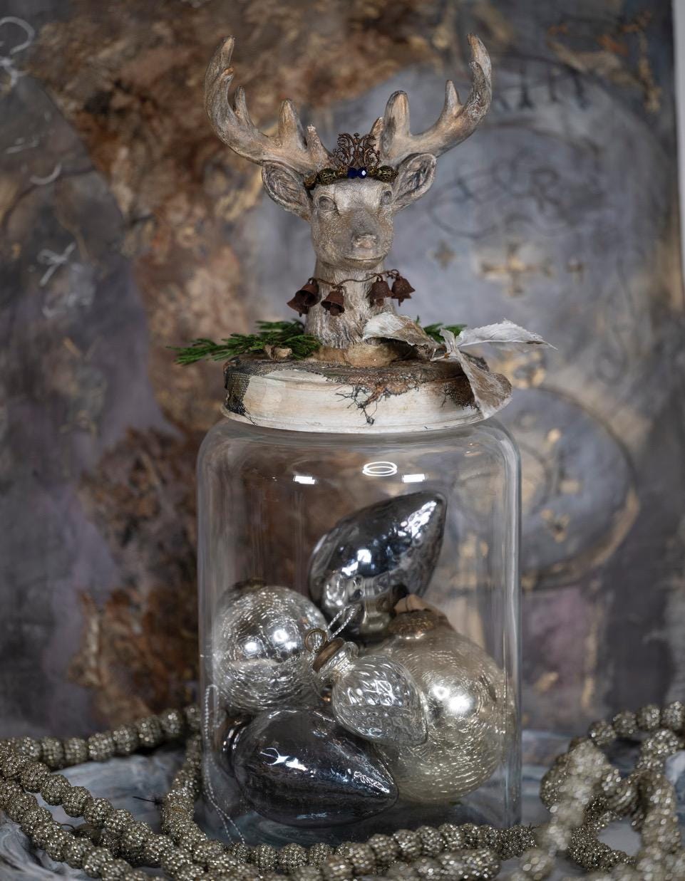 Crowned Stag Extra Large Storage Jar + Embellished Stag Glass Storage ...