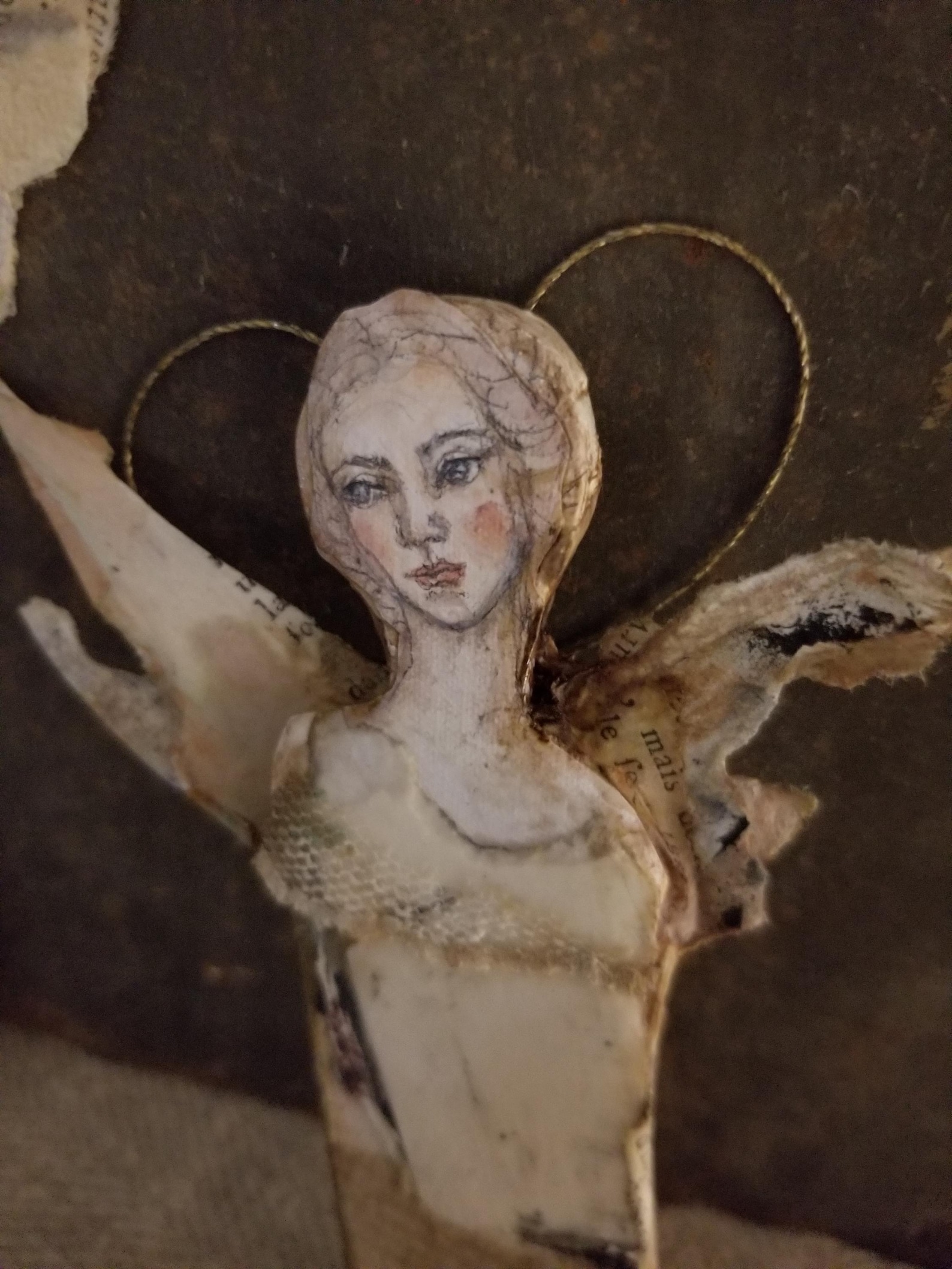 Mixed Media Art Angel Ornaments + Hand Made Christmas + Original Art ...