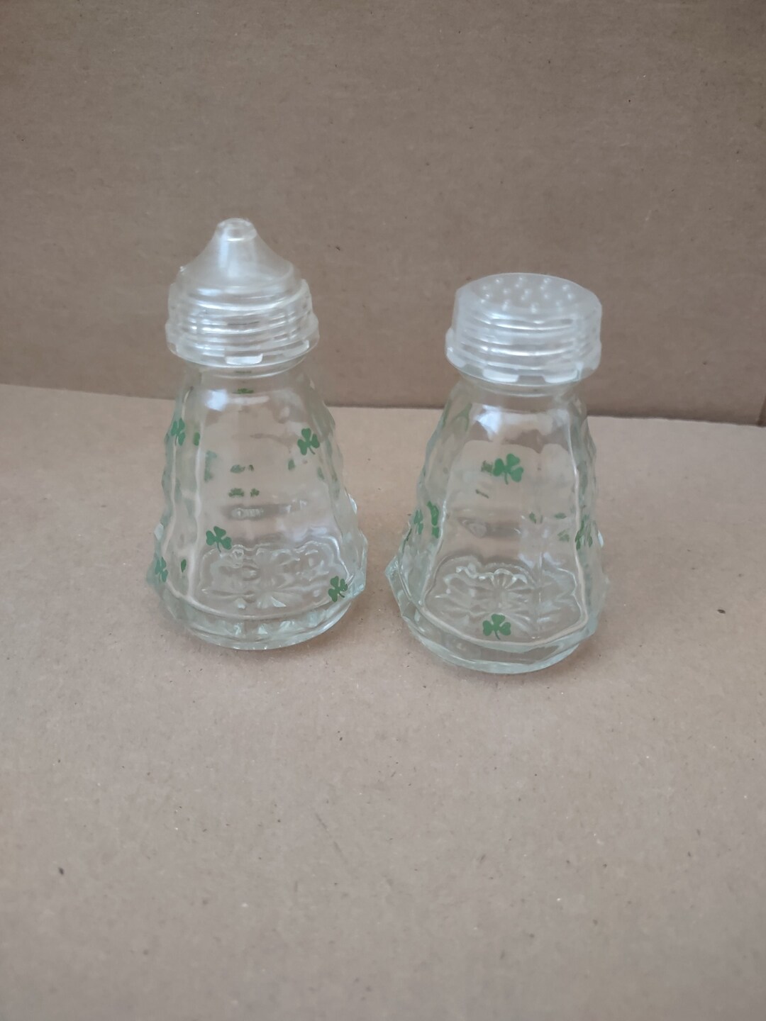 Salt and Pepper Shakers Glass Shamrocks Jacobean England - Etsy