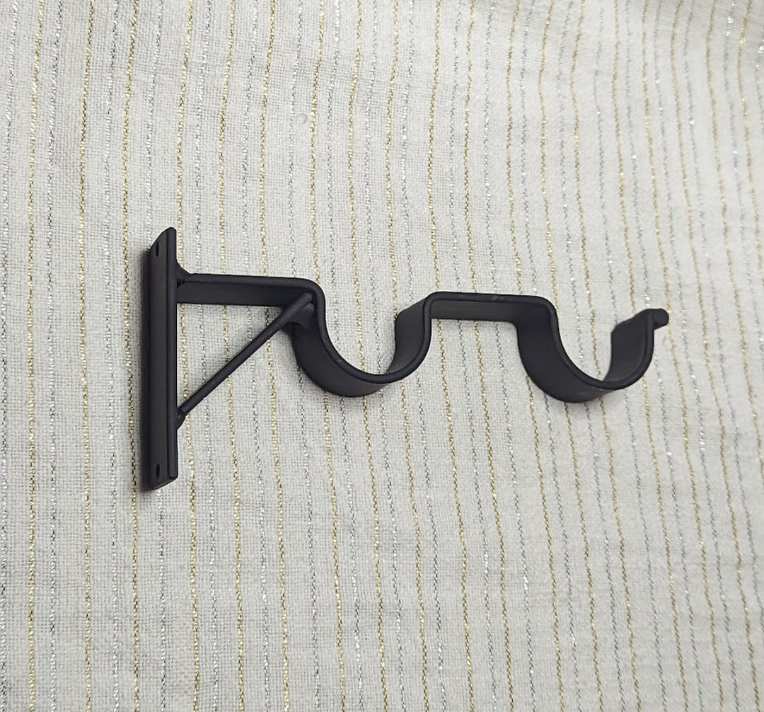 Double Drapery Rod Brackets, 1-each Handmade Heavy Duty Modern Bracket ...