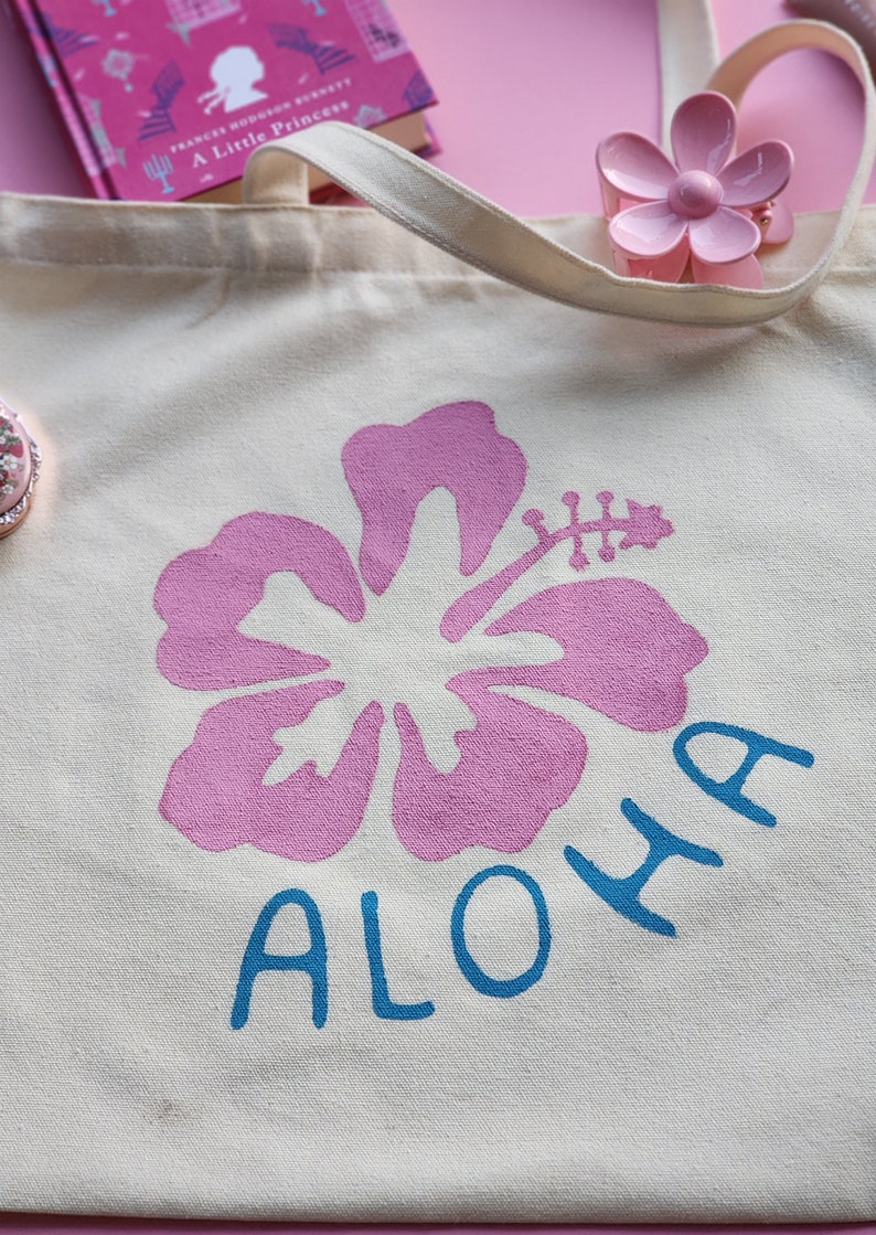 Hand Painted Tote Bag Hibiscus Flower - Etsy