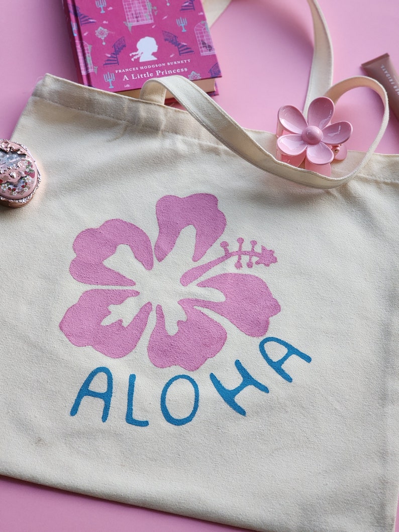 Hand Painted Tote Bag Hibiscus Flower - Etsy