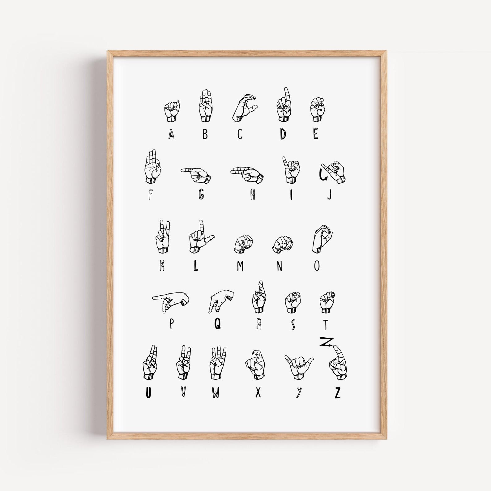 ASL Alphabet, American Sign Language, Class Room Art Prints, ASL ...
