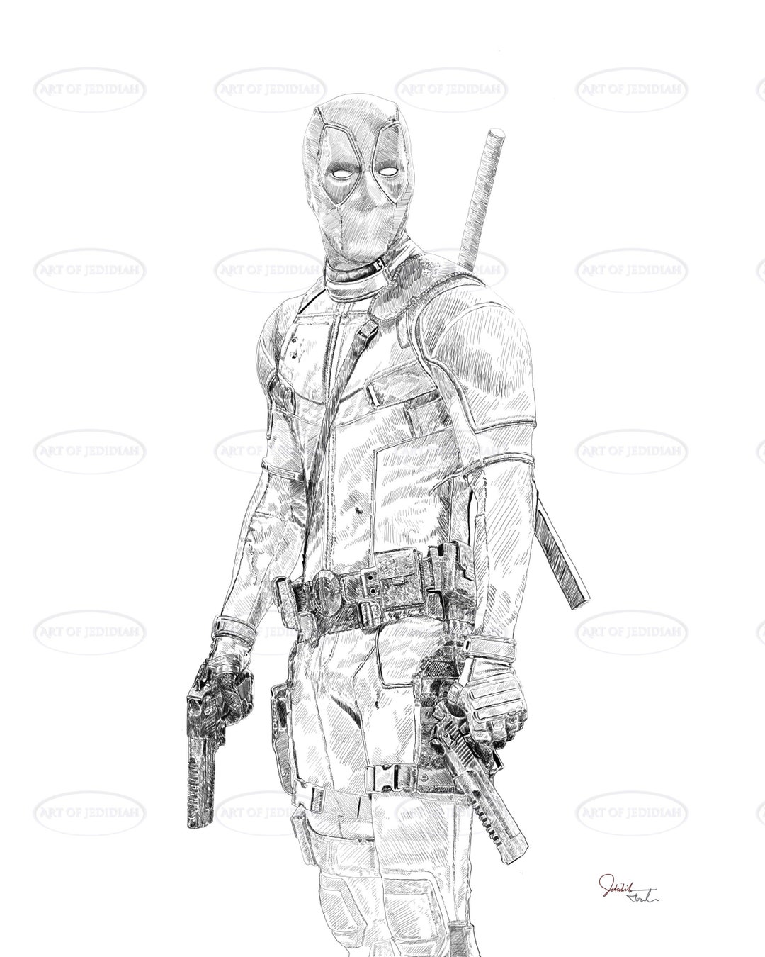 Deadpool Hand Drawn Art Print Limited Edition Sketch No Color - Etsy