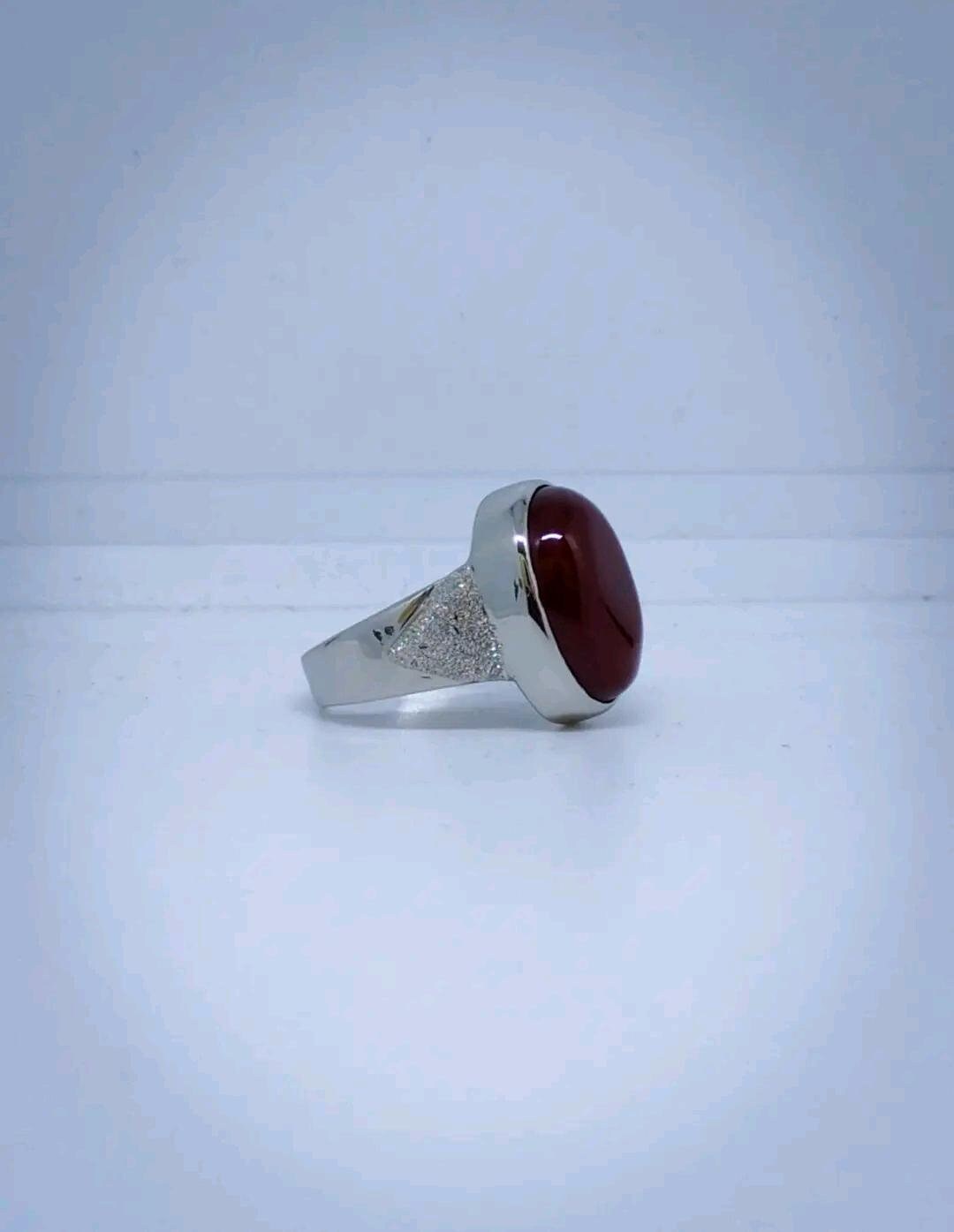 Handmade Yemeni Aqeeq Stone Ring: 925 Sterling Silver Islamic Jewelry ...