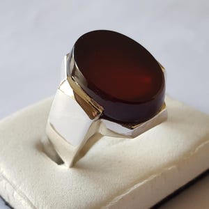 Yemeni Aqeeq Ring for Men Yamani Akik Ring Mens Natural Agate Stone ...