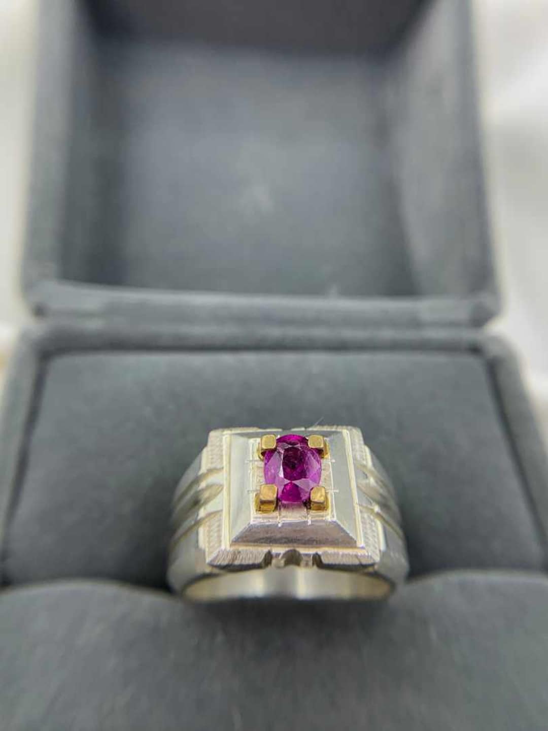 Kashmir Ruby Mens Ring High Quality Natural No Heat Ruby Stone Set in Sterling Silver 925 Ring ...