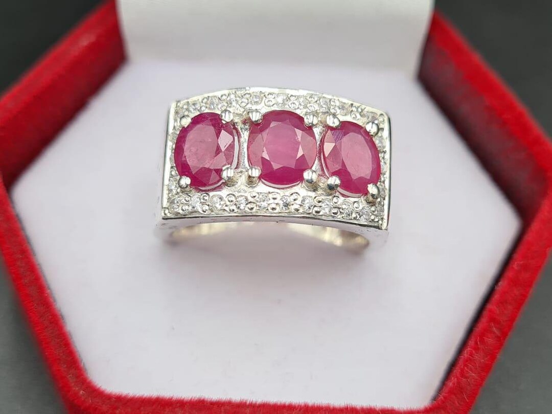 Natural Blood Red Ruby Ring Sterling Silver925 for Men and Women, Ruby ...