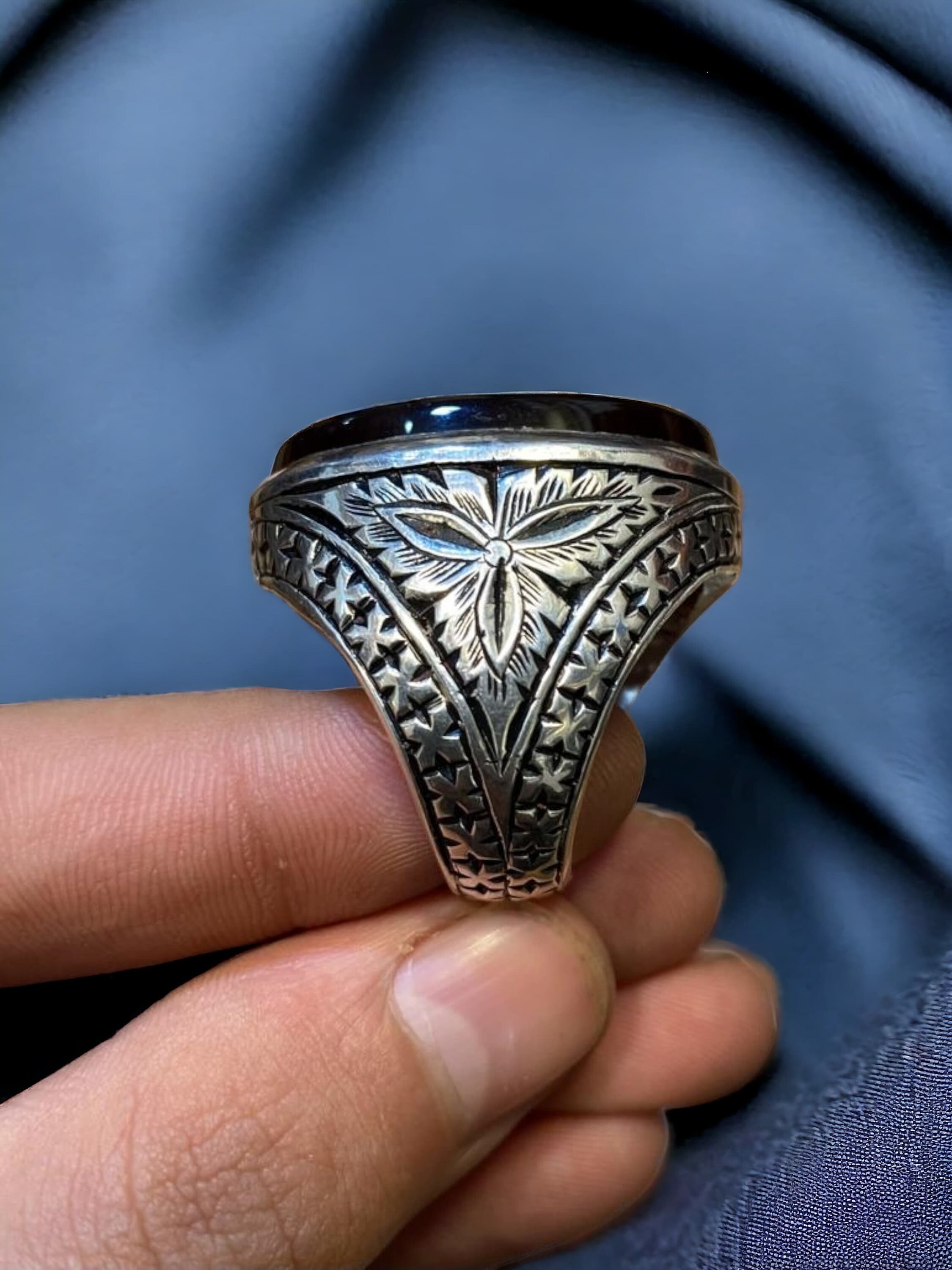 Black Aqeeq Mens Stone Ahlul Bayt Yemeni Aqeeq Stone Islamic Rings Men ...