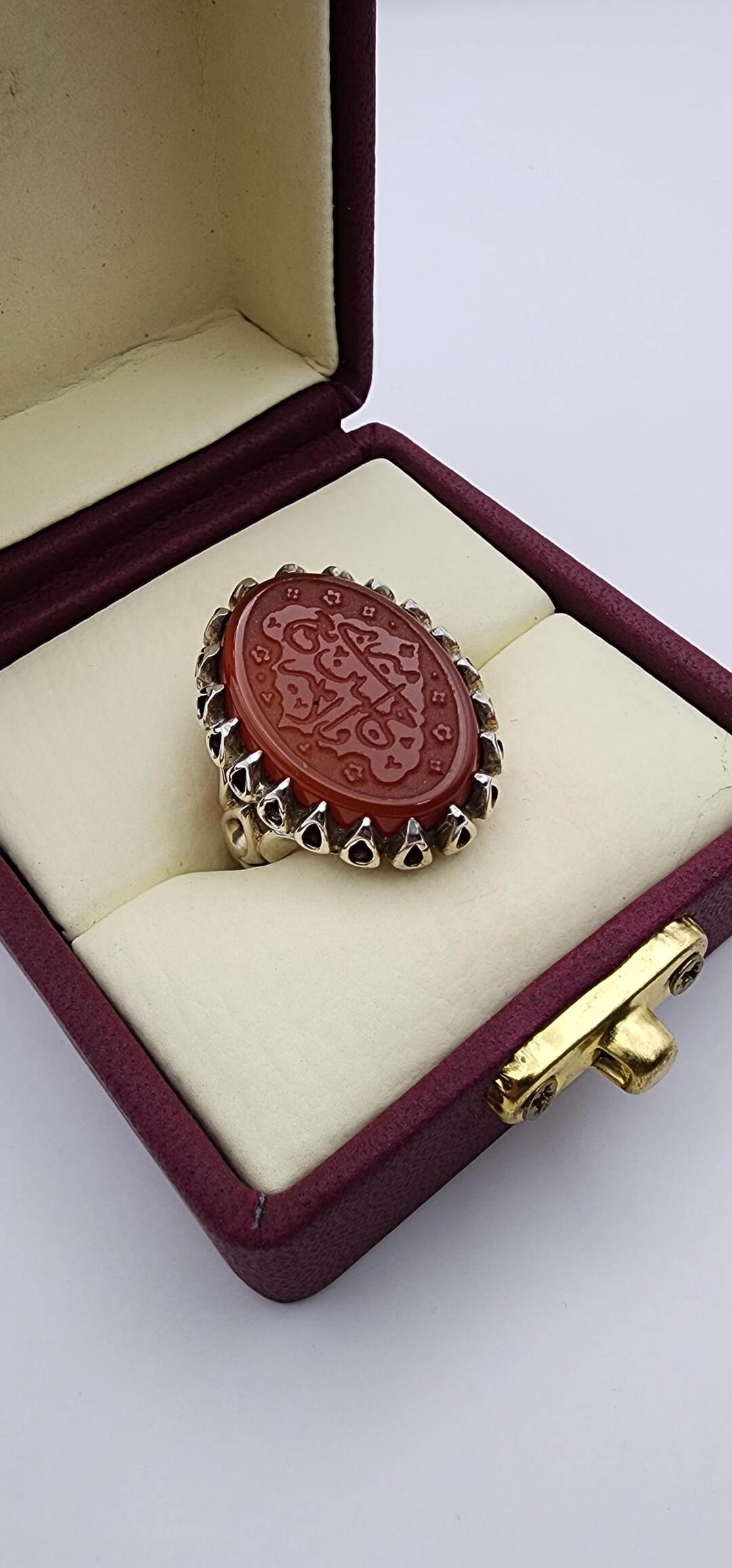 Yemeni Aqeeq Ring for Men Hand Carved Real Yamani Akik Stone Handmade ...