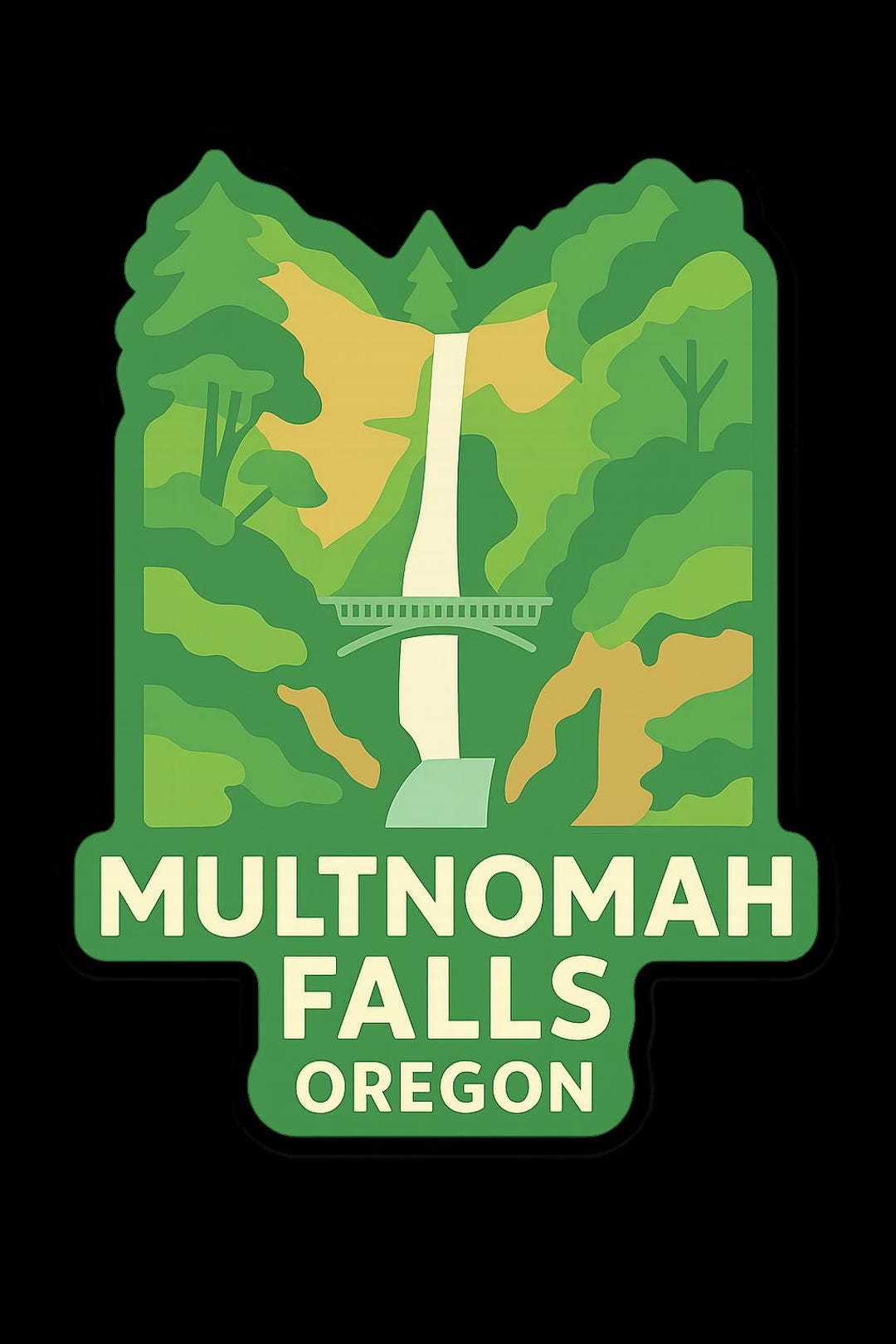 Multnomah Falls Oregon Digital Art Print – Minimalist Nature Poster ...