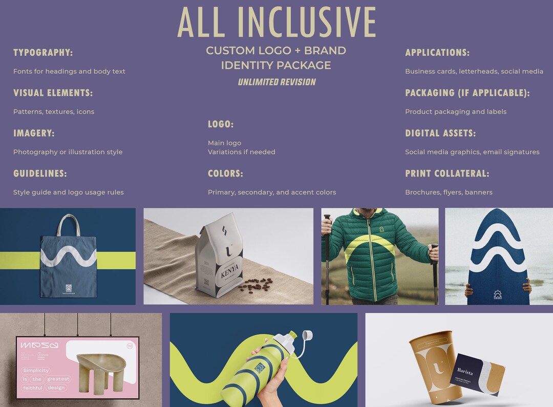 FULL Logo Brand Identity Package, Custom Logo Design, Branding Kit for ...
