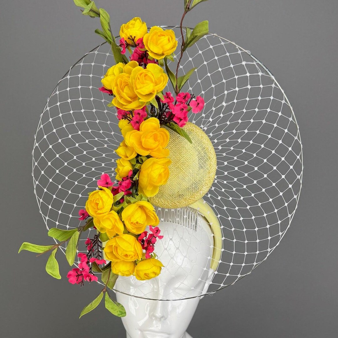 Yellow Kentucky Derby Fascinator, Derby Hat Alternative (PLATINUM LINE ...