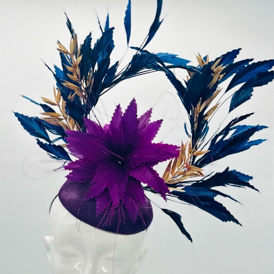 Purple and Navy Blue Derby Fascinator, Kentucky Derby Hat Alternative ...