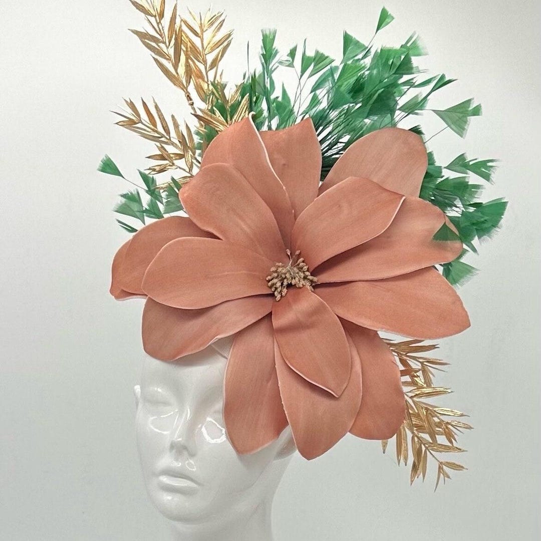Terracotta Orange and Lush Green Fascinator, Kentucky Derby Hat ...