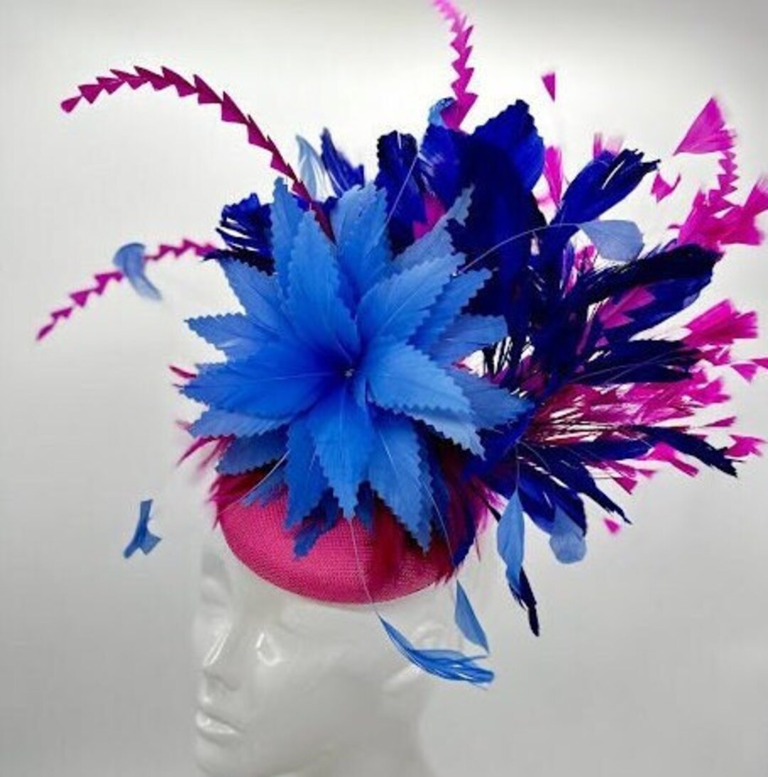 Pink and Blue Kentucky Derby Fascinator, Oaks, Thurby, Headpiece, Derby ...