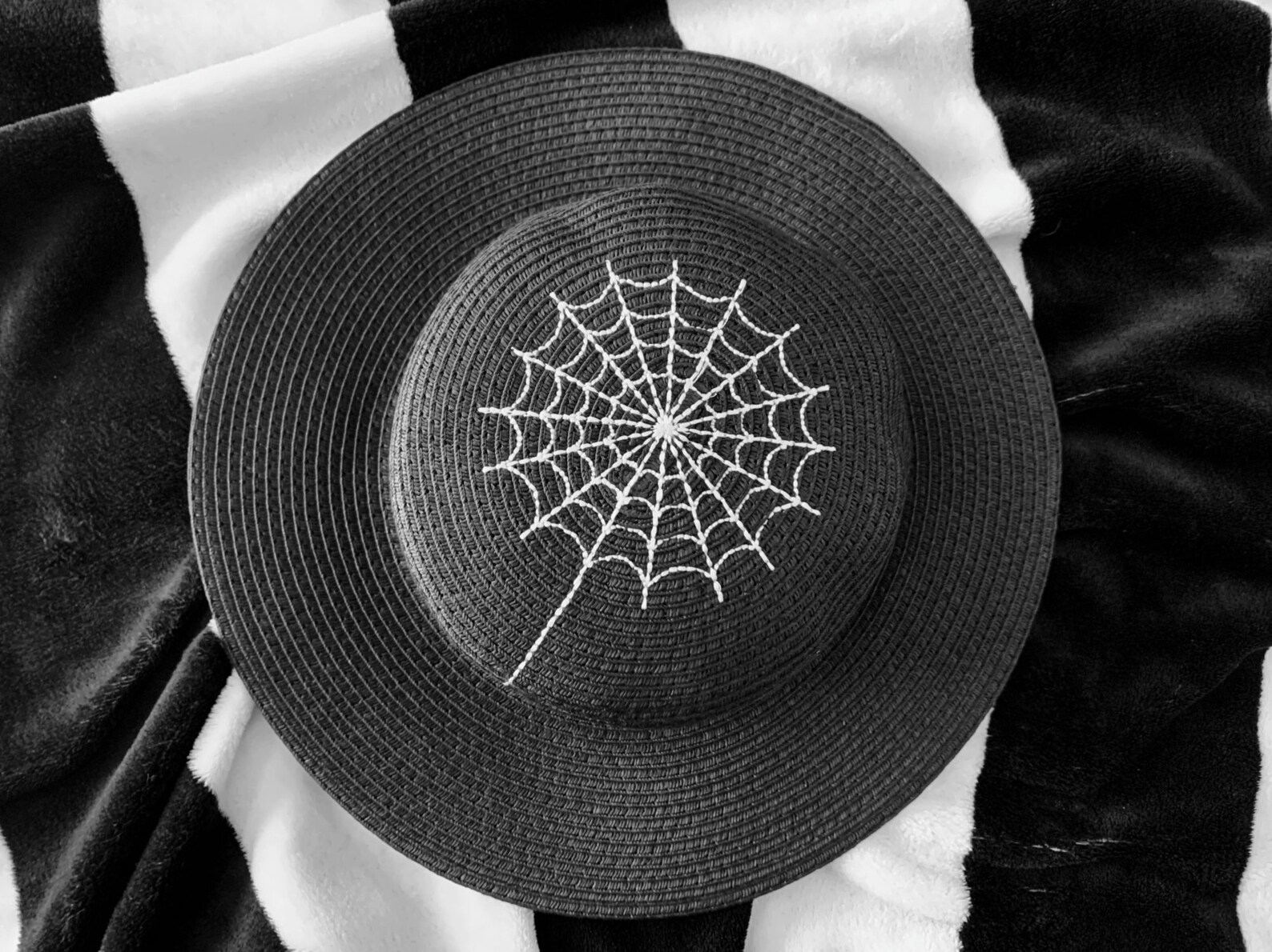 Spider Spiderweb Straw Hat Goth Summer Spooky Black | Etsy