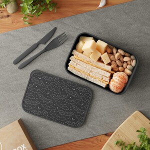 Bento Box, Gothic Bat Printed Lunch Container With Utensils, Lunch Box ...